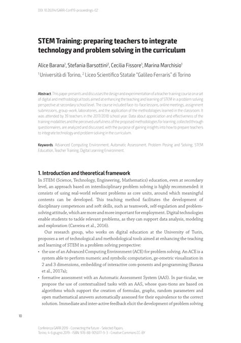 Pdf Stem Training Preparing Teachers To Integrate Technology And Problem Solving In The