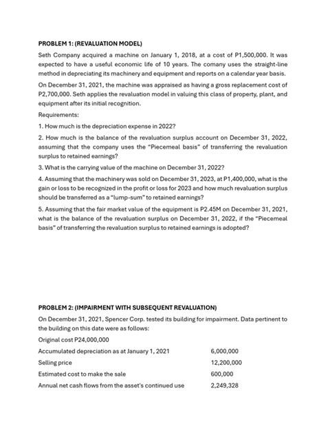 Revaluation Model Pdf Depreciation Money