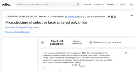 Citation Report Microstructure Of Selective Laser Sintered Polyamide