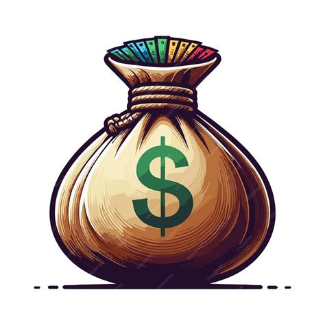Money Bag With Money Vector Illustration Isolated On White Background