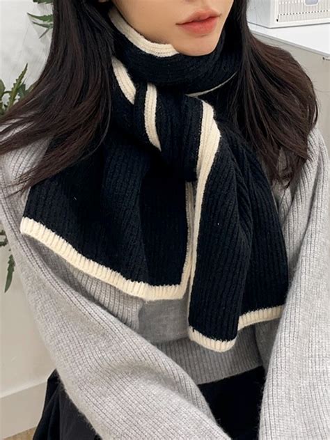 라인 니트 머플러 2컬러 목도리 메이