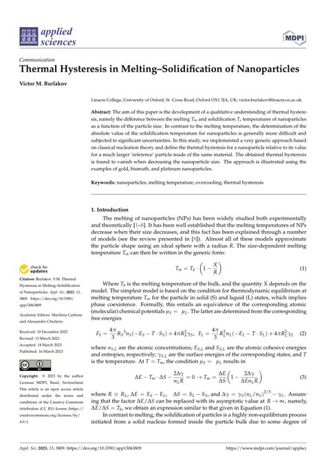 Pdf Thermal Hysteresis In Meltingsolidification Of Nanoparticles