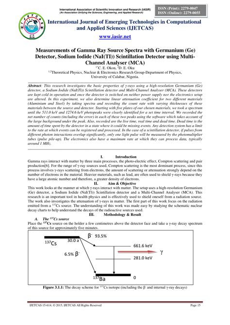 Pdf Measurements Of Gamma Ray Source Spectra With Germanium Ge Detector Sodium Iodide Nai