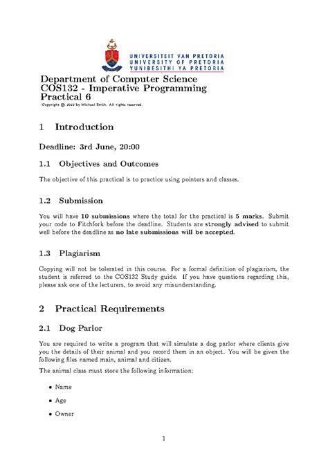 Cos132 Practical 6 Department Of Computer Science Cos132 Imperative Programming Practical 6