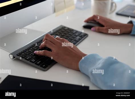 Hands Of Female Programmer Working On Computer Testing Code Of New App Stock Photo Alamy
