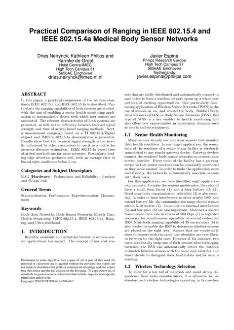 Pdf Practical Comparison Of Ranging In Ieee 802154 And Ieee 80215