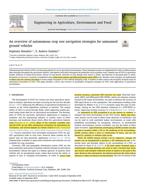 an overview of autonomous crop row navigation strategies for unmanned