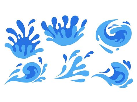 스플래시 세트 고립된 색의 신선한 물방울 아이콘 세트 요소 터 일러스트 아이콘 프리미엄 벡터