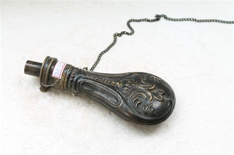 Gun Powder Flask Bottle Sheffield Hawksley Brass Gun Powder Bottle