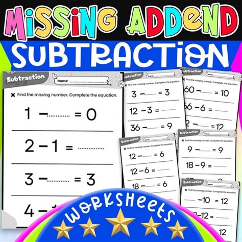 Missing Numbers Addition And Subtraction Worksheet Missing Number