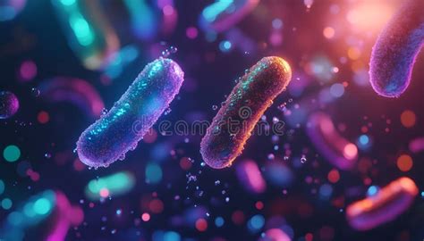 Microscopic View Of Diverse Microorganisms And Abstract Cellular