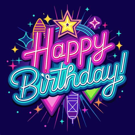 생일 축하 타이포그래피 터 일러스트레이션 프리미엄 벡터