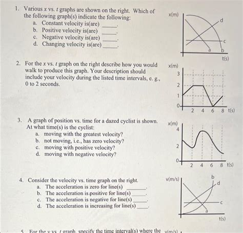Solved X M D 1 Various X Vs T Graphs Are Shown On The Chegg Com