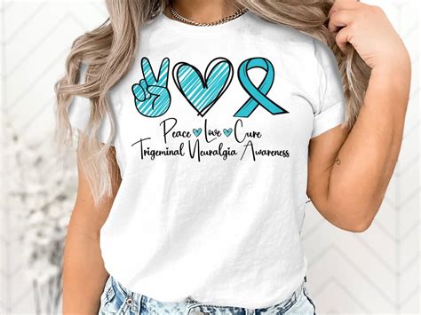 Trigeminal Neuralgia Awareness Svg Png Peace Love Cure Svg Teal