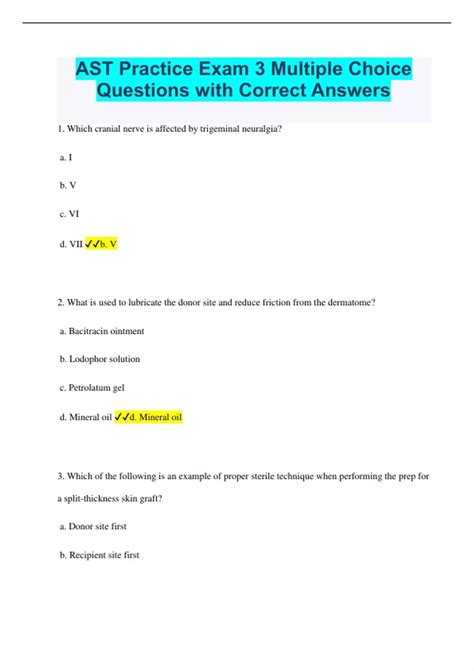 Ast Practice Exam 3 Multiple Choice Questions With Correct Answers Ast Practice Stuvia Us