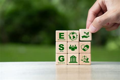 Esg 환경 사회 거버넌스 투자 개념 나무 블록 계획 전략 미래 생태계 장기적인 지속 가능성을 위한 기후 변화 사회적 책임과 윤리 기후 묘사에 대한 스톡 사진 및 기타