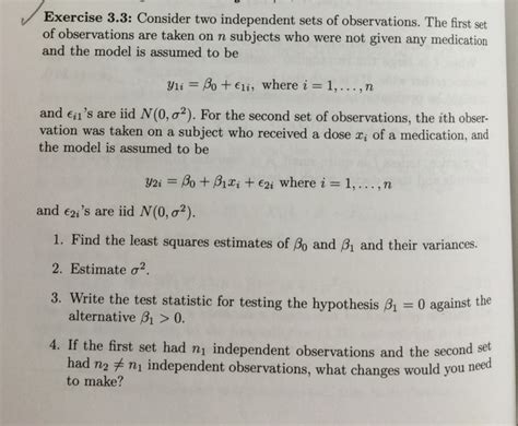 Solved Consider Two Independent Sets Of Observations The