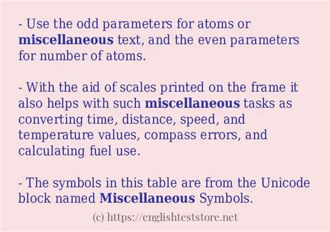 In Sentence Examples Of Miscellaneous Englishteststore Blog