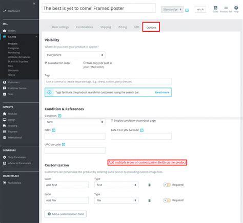 prestashop add product with customization directly into cart feature