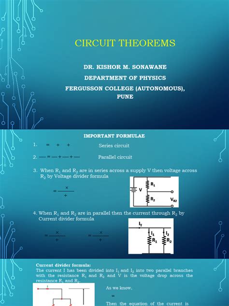Circuit Theorems Lecture 1 Pdf Series And Parallel Circuits Electrical Network