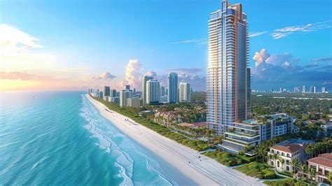 A Picture Of A Beach With A Building And The Ocean In The Background