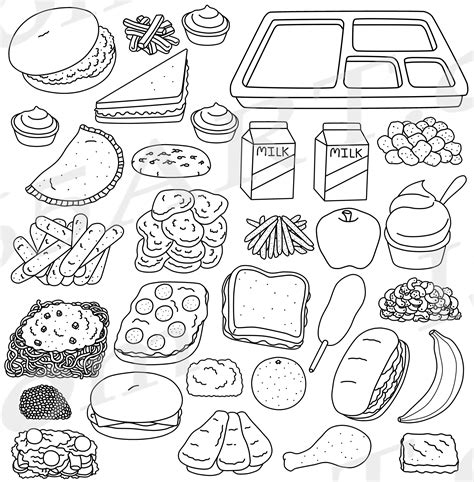 Cafeteria Food Clipart Graphics Set Build A Lunch Tray Clipart 4 School