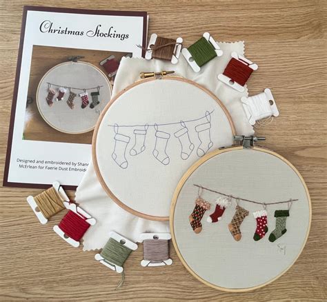 Christmas Stockings Hand Embroidery Kit Diy Beginner Craft Kit Etsy Uk