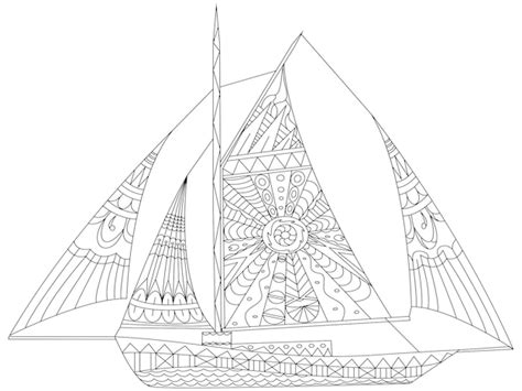 Premium Vector Sailing Boat Coloring Vector For Adults