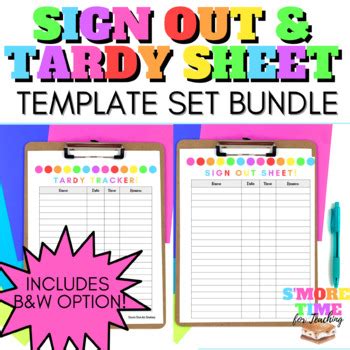 Sign Out Sheet And Tardy Tracker Template Set Bundle Tpt