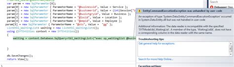 Mvc 4 The Data Reader Is Incompatible With The Specified