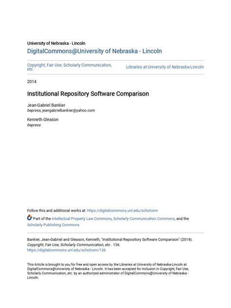 Institutional Repository Software Comparison Pdf Metadata Digital Object Identifier