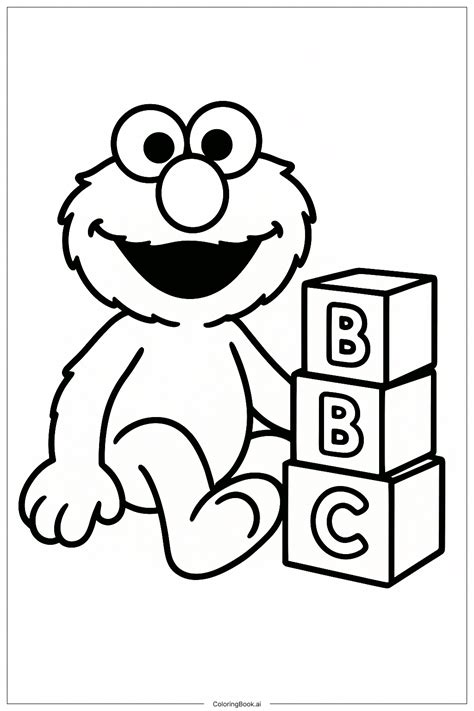 엘모와 알파벳 블록 색칠하기 페이지 무료 Pdfandpng 인쇄 가능