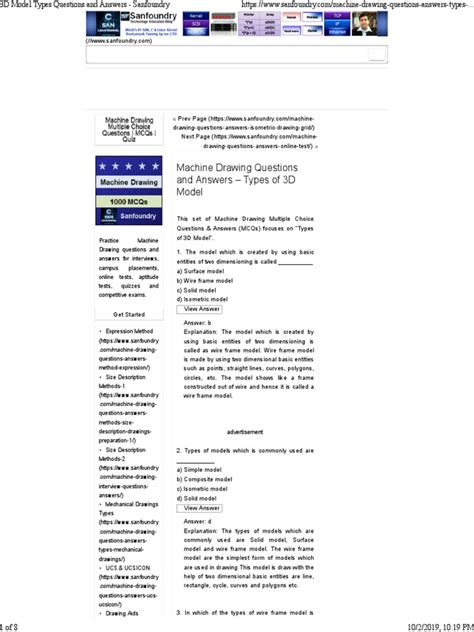 3d Model Types Questions And Answers Sanfoundry Pdf 3 D Modeling