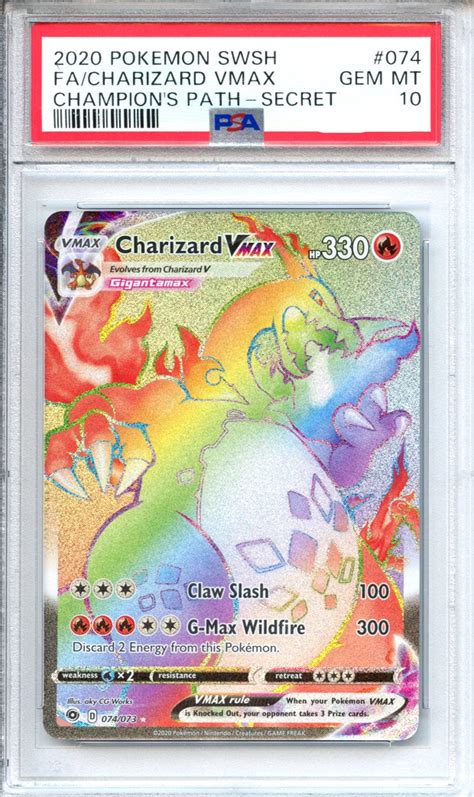 Pokemon Graded Charizard Vmax 7473 Champions Path 2020 Rainbow Se