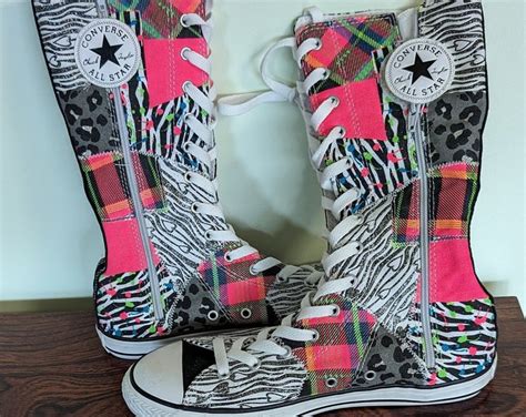 Rare Converse Patchwork Calfknee High Jr Size 6 Equal To Womens Size