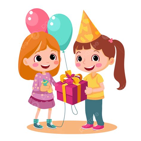 친구 생일 어린이 파티 선물 선물 카드 벡터 만화 상표 클립 아트 Png 일러스트 및 벡터 에 대한 무료 다운로드 Pngtree