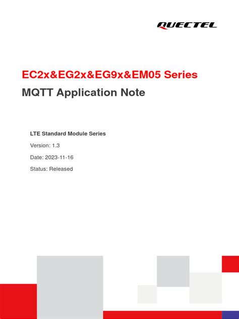 Quectel Ec2xeg2xeg9xem05 Series Mqtt Application Note V13 Pdf Transmission Control Protocol