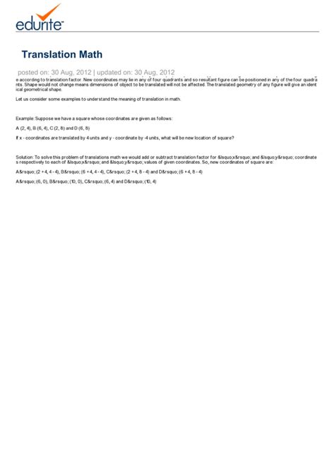 Translation Math Pdf