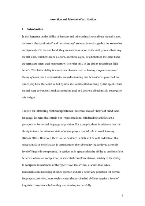 Pdf Assertion And False Belief Attribution