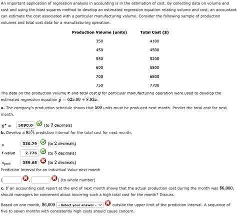 Solved An Important Application Of Regression Analysis In Chegg