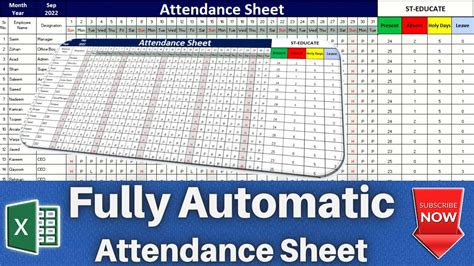 How To Make Fully Automated Attendance Sheet In Microsoft Excel اردو ہندی Steducate Youtube