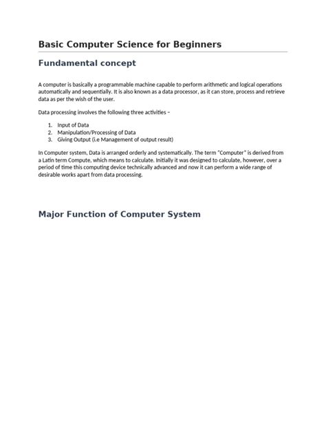 Basic Computer Science For Begginers Pdf