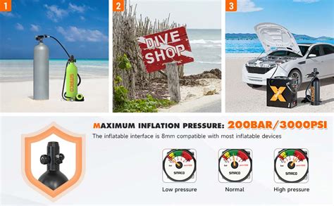 Smaco 2l Mini Scuba Diving Equipment Scuba Tank Diving Bottle Snorkeling Set Refillable Design