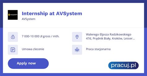oferta pracy internship at avsystem avsystem kraków