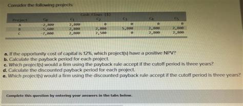 solved consider the following projects a if the