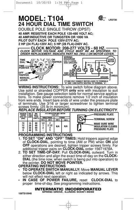 Understanding The Intermatic T104R Wiring Diagram