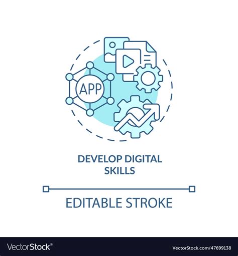 Develop Digital Skills Turquoise Concept Icon Vector Image