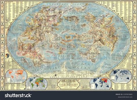 Awesome Illustration Imaginary Map Stock Illustration 2197653665 Shutterstock