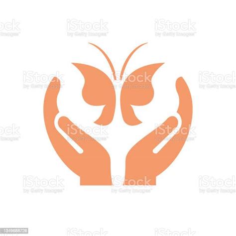핸드 버터플라이 로고 디자인 손 콘셉트 벡터가 있는 스파 로고 손과 나비 로고 디자인 개념에 대한 스톡 벡터 아트 및 기타