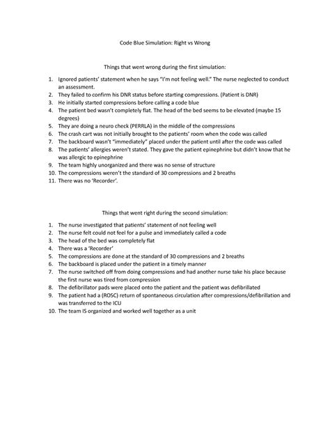 Code Blue Simulation Right Vs Wrong Code Blue Simulation Right Vs